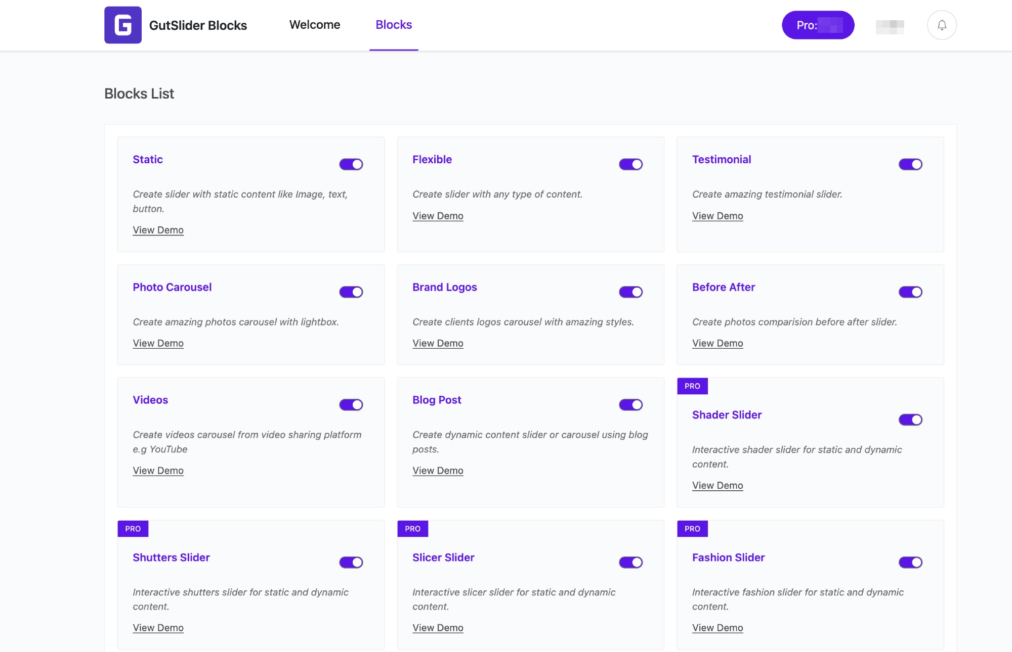 Blocks List - GutSlider